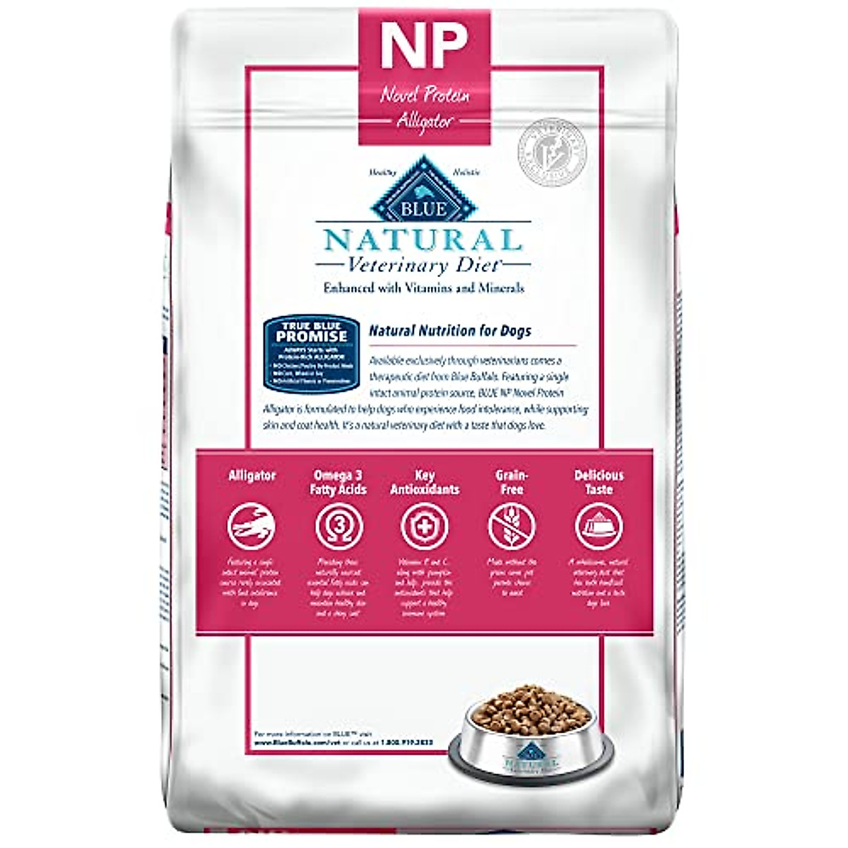 Blue Buffalo Natural Veterinary Diet NP Novel Protein Dry Dog Food, Alligator 22-lb bag