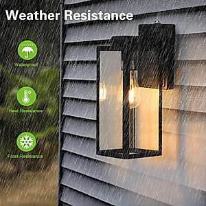 11 inch Canyon Outdoor Wall Light Fixtures with Dusk to Dawn Sensor, Exterior Black Wall Lighting, Architectural Wall Sconces with Clear Glass Shade for Entryway, Porch, Front Door, ETL Listed