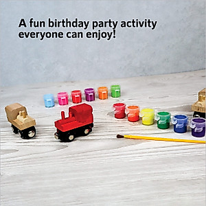 Upper Midland Products 24 Wooden Trains - DIY Unpainted Magnetic Wooden Train Cars - Unfinished Perfect for Paint Project, Crafts, and Trains Birthday Party Supplies - Thomas and BrioCompatible