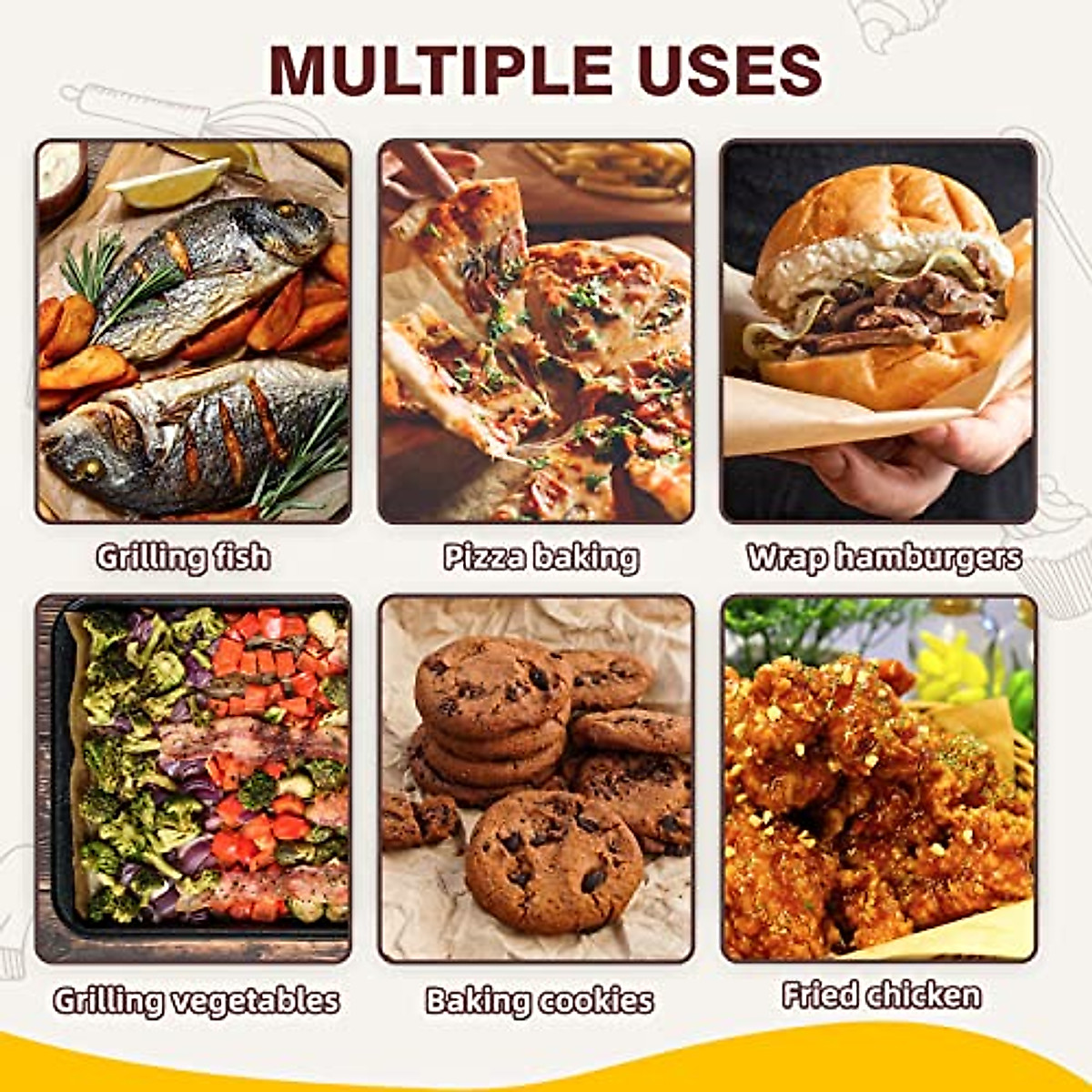 Unbleached Parchment Paper for Baking, 15 in x 210 ft, 260 Sq.Ft, Heavy Duty Baking Paper with Slide Cutter, Non-stick Brown Parchment Paper Roll for Cooking, Air Fryer, Steaming, Baking Bread