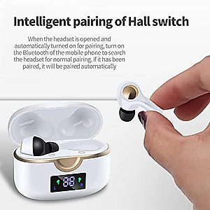 lemtlmt Ear Buds Wireless Bluetooth Earbuds,LED Display Charging Case,Four Speakers Heavy Bass Noise Cancelling HiFi Stereo Sound with Mic in-Ear Earphones for iPhone&Android