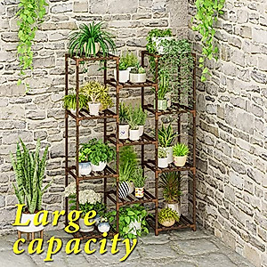 Bamworld Plant Stand Indoor Plant Shelf Tall Large Plant Shelves Holder Wood for Living Room Outdoor Plant Rack Indoor Multiple Plants Patio Balcony Garden
