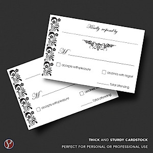 RSVP Wedding Return 4" x 6" Cards and Envelopes – Blank Reply Response Card for Weddings, Rehearsal Dinners, Baby and Bridal Showers, Birthdays, Engagements, Bachelorette Parties – 50 per Pack