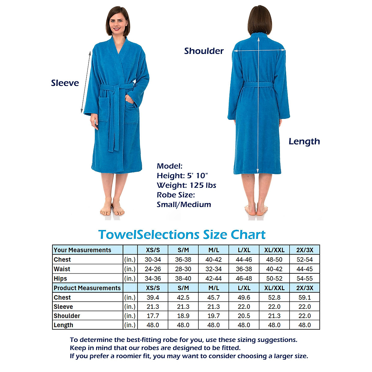 TowelSelections Womens Robe, Cotton Terry Cloth Robes for Women, Soft Kimono Bathrobe for Women Medium/Large White