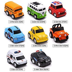 Metal Pull Back Cars, Up Grade 8 Pack Kids Die-cast Alloy Toy Vehicles Friction Powered Toy Monster Trucks Buses for Toddlers & Boys, Pull Back Cars for Aged 3-14 Year Old Children