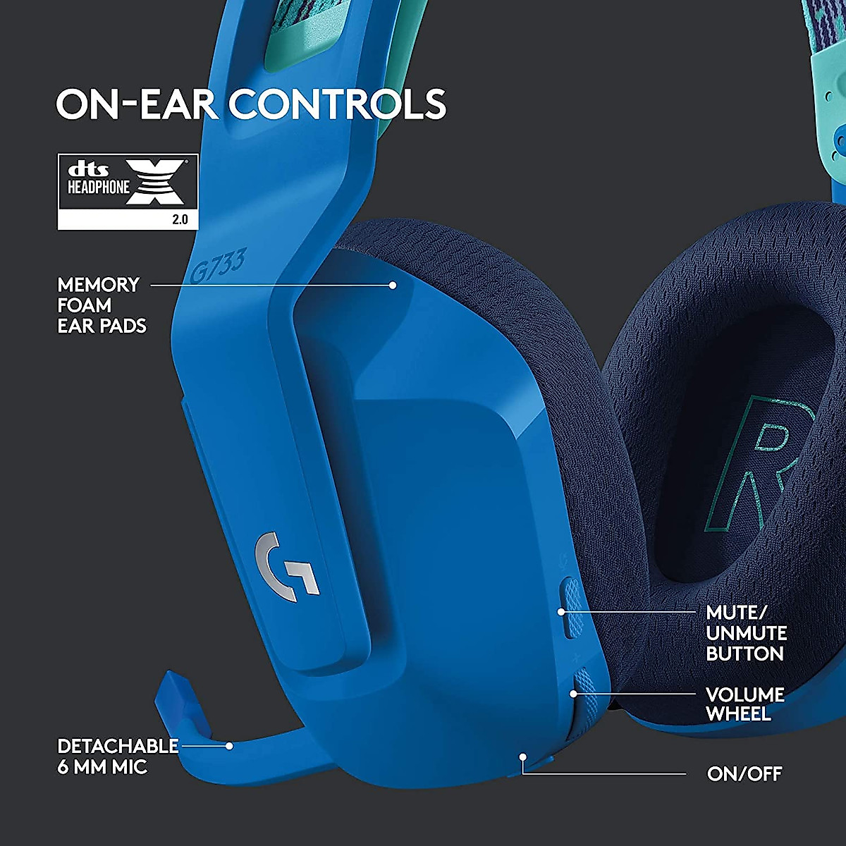 Logitech G733 Lightspeed Wireless Gaming Headset for PC, Mac, PS4/PS5(Not for Xbox) - Blue (Renewed)