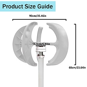 MONIPA Wind Turbine Generator 600W DC 24V 5 Blades Lantern Motor Vertical Axis Windmill with Controller