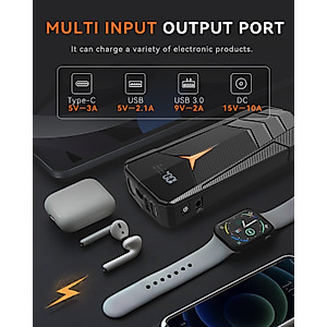 SUNPOW Lithium Jump Starter Battery Pack 2000A Peak 20000mAh (Up to All Gas and 8.5L Diesel),12V Battery Booster for Cars, Trucks, SUV, Portable Power Pack with LCD Screen & LED Light