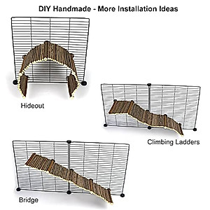 Chinchilla Cage Natural Wood Flexible Platform Toy, Chinchilla Running Wheel Fence, Small Animal Climbing Toys for Chinchilla Guinea Pig Rabbit Hamsters Gerbils Rat and Other Small Animals