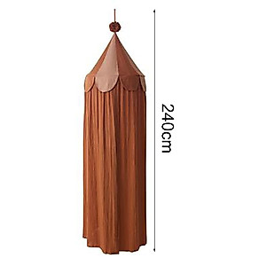 HEVIRGO Bed Canopy Mosquito Net, Hanging Travel Netting Curtains, Play Tent Bedding, Mosquito Net Dome Shaped Nordic Style Chiffon Fancy Baby Bedding for Kindergarten - Brown