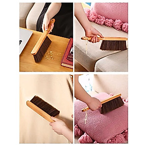 BSMstone Wooden Handle Brush Hand Broom Household Cleaning Brush Soft Bristles Dusting Brush for Bed,Sofa,Furniture,Clothes,Car