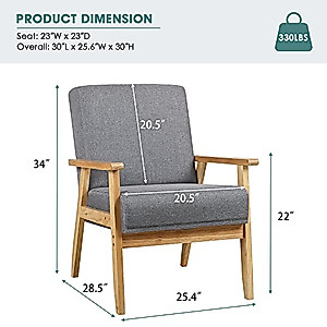 Homajor Accent Chairs Set of 2,Accent Chairs for Living Room,Accent Chair,Mid Century Modern Chair,Arm Chair,Reading Chair,Wooden Comfy Armchair for Bedroom,Grey (OWS1GY-2pc)