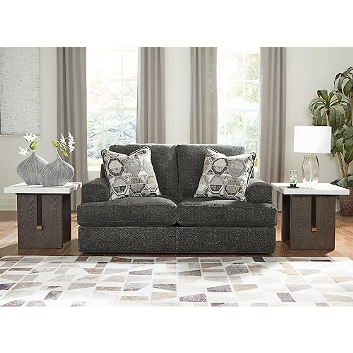 Signature Design by Ashley Karinne Casual Loveseat with Non-skid Legs, Gray