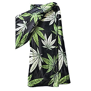 Home Must Haves Marijuana Leaf Fleece Plush Microfiber Super Soft Premium Warm Cozy Bed Blanket Throw, Black/Green, King (BLNK-Marijuana-King)
