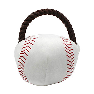Cotton Rope Basketball Football Plush Doll Chewing Toy,Chewable Squeaky Toy for Pet Dog Cats - Baseball/Basketball/Football/Rugby