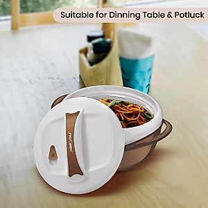 Pinnacle Large Insulated Casserole Dish with Lid 3.6 qt. Elegant Hot Pot Food Warmer/Cooler -Thermal Soup/Salad Serving Bowl Stainless Steel Hot Food Container–Best Gift Set for Moms