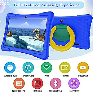 Kids Tablet, 10 inch Tablet for Kids Android 12 Tablet 2GB 64GB Toddler Tablet with 8000mAh Battery, WiFi, Bluetooth, Dual Camera, Parental Control, Google Play, Netflix, YouTube(Dark Blue)