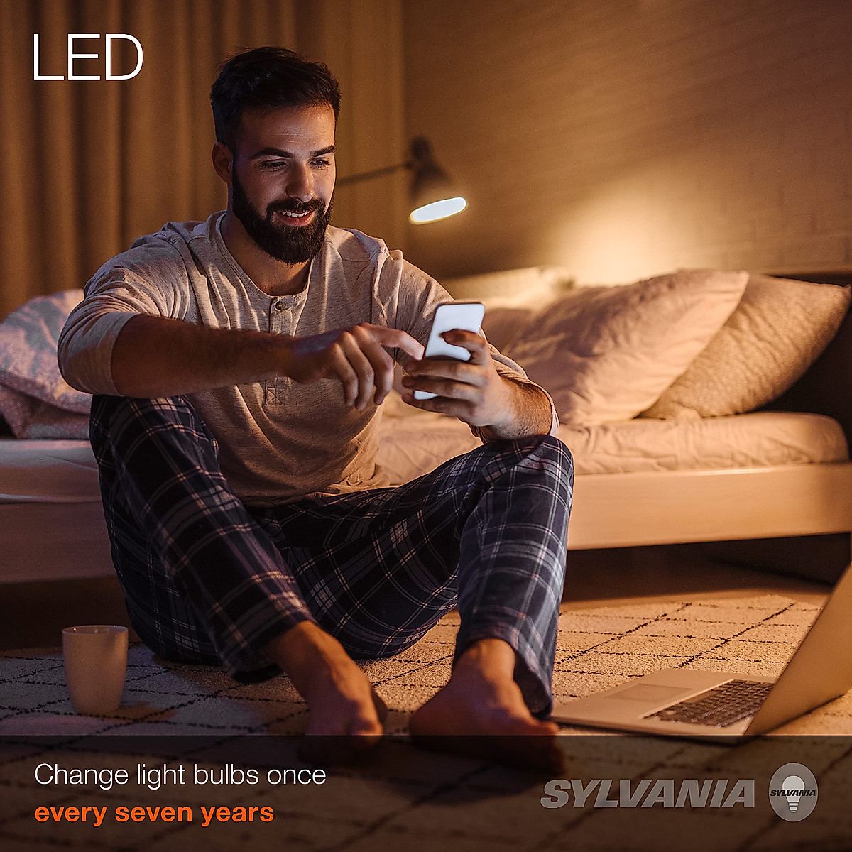 SYLVANIA ECO LED Light Bulb, A19 60W Equivalent, Efficient 9W, 7 Year, 750 Lumens, 2700K, Non-Dimmable, Frosted, Soft White - 8 Count (Pack of 1) (40821)