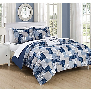 Utopia Blue Queen 8pc Duvet Set