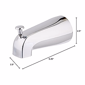 EZ-FLO 5-3/8 Inch Zinc Bath Tub Diverter Spout, 1/2 Inch IPS Pipe, Chrome, 15083