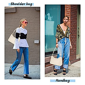 TANJUR Soft Cloth Bag Shoulder Cloud Bag Large Clutch Shoulder Tote HandBag with Zipper Closure for Women (White)