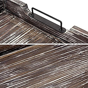MyGift Torched Wood Large Serving Tray with Handles, 20 x 14 Ottoman Tray, Breakfast, Coffee Server Tray