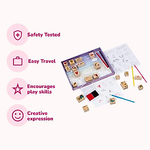 PixieCrush Assorted 38 Piece Wooden Stamps for Kids | Arts and Crafts Activities with Our Signature Animal -Themed Stickers Set for Kids, Boys and Girls Toddlers, Ages 4 5 6 7 8 9 10 Years Old