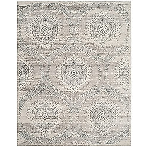 SAFAVIEH Carnegie Collection 6'7" x 9'2" Light Grey/Cream CNG626A Vintage Distressed Non-Shedding Living Room Bedroom Dining Home Office Area Rug