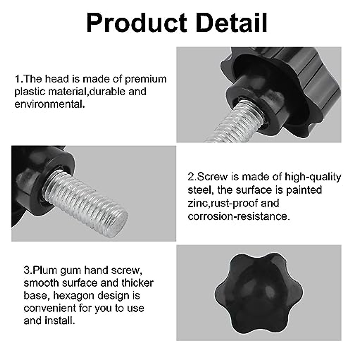 INCREWAY 6pcs M8x25mm Plum Blossom Shape Threaded Knurled Thumbscrew Grip Knobs Thumb Screw