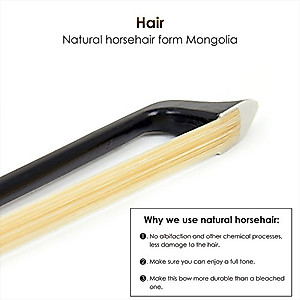 Kmise Violin Bow Stunning Fiddle Bow Carbon Fiber for Violins (4/4, Black)