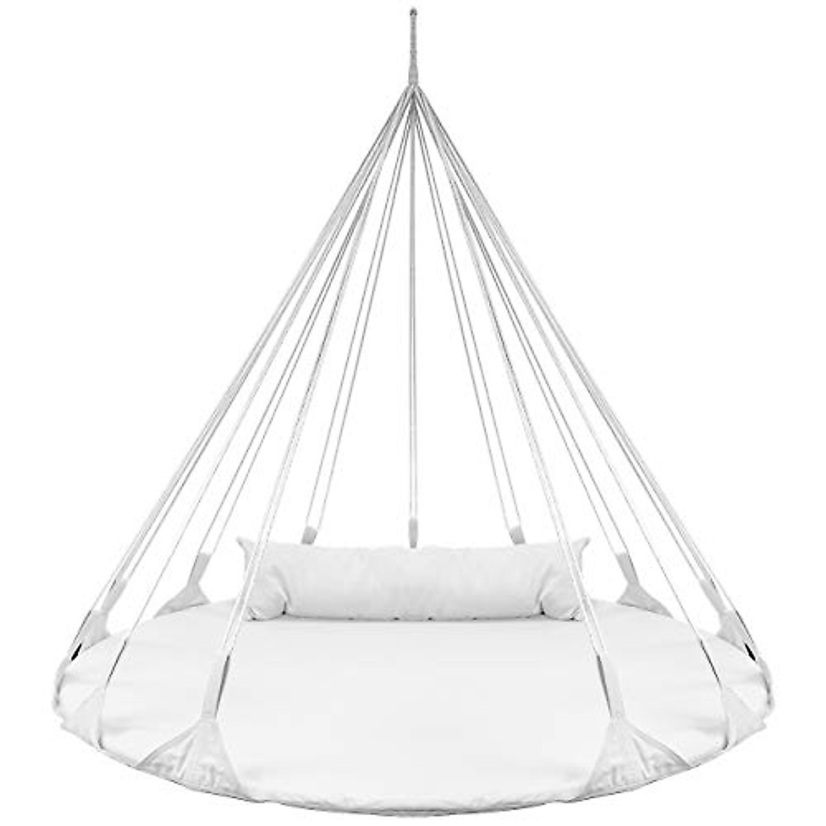 Sorbus 56" Stylish Hanging Swing Nest - Premium Cotton Double Hammock Daybed Saucer Style Lounger Swing - 264lbs Sturdy Spinner Tree Swing w/Pillow - Easy Setup - for Indoor/Outdoor, Travel - White