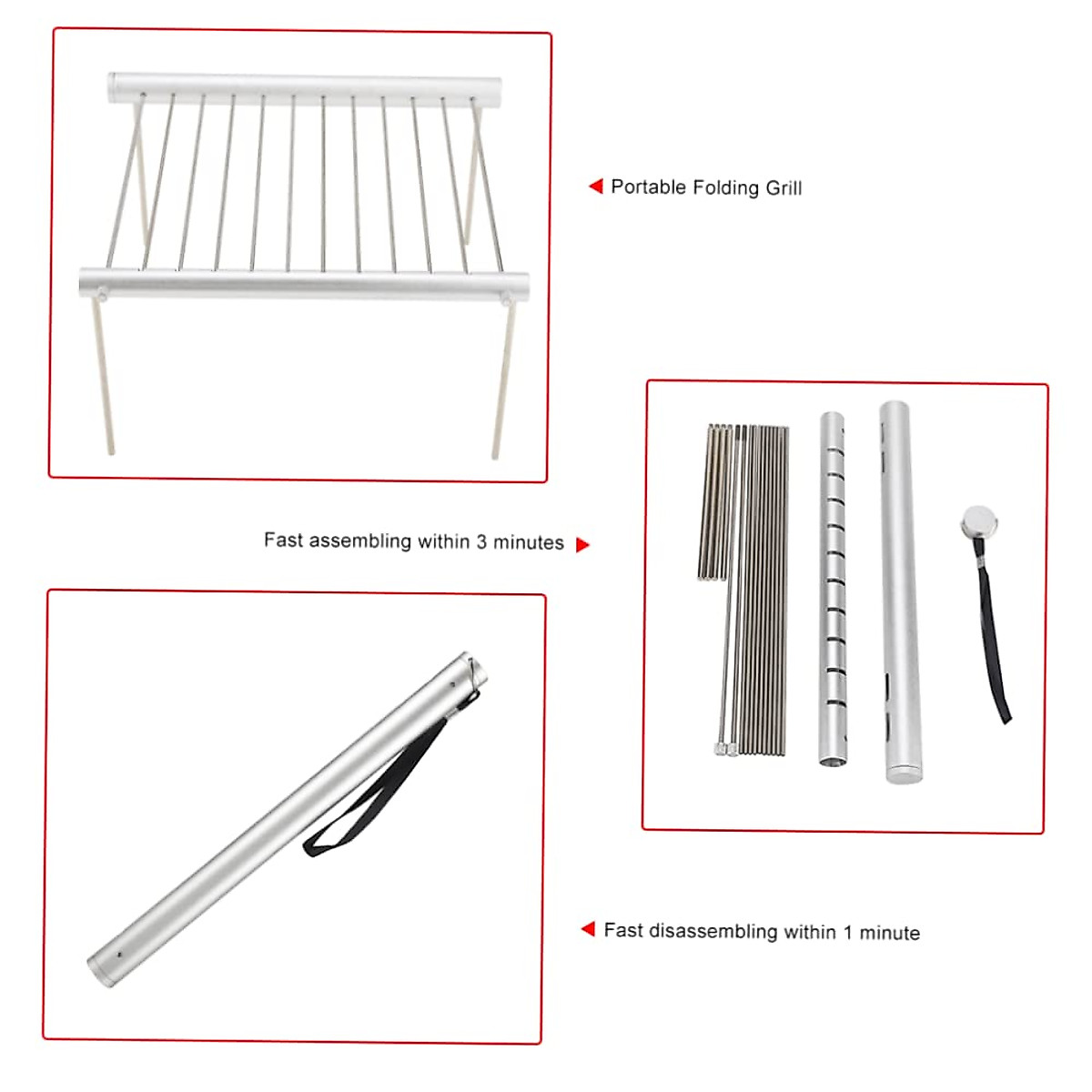 Portable Stainless Steel Folding BBQ Tube Outdoor Grill for Compact Camping and Backpacking - Perfect for Home Cookouts Too
