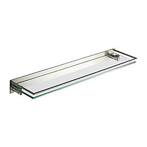 Ginger 2835T-24/SN Surface 24" Tempered Glass Bathroom Gallery Rail Shelf, Satin Nickel