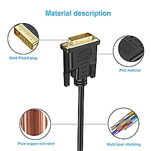 A-technology- DVI Cable 40ft Dual Link 24+1 Male to Male Digital Video Cable Gold Plated with Ferrite Core Support 2560x1600,144Hz for Gaming, DVD, Laptop, HDTV and Projector.