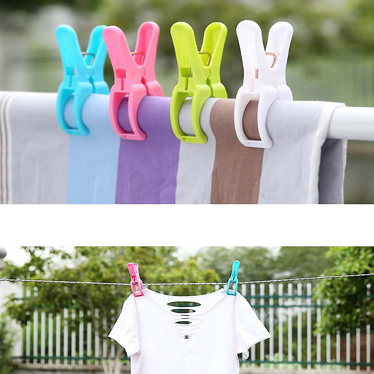 Loialpupy Beach Towel Clips Windproof Clip for Towel Bath Towel Blanket Clothes Beach Towel Table Clothes Peg White Pink Green Blue (4pcs)
