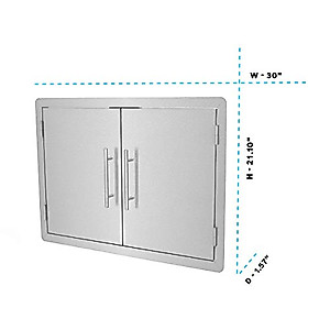 AdirHome Stainless Steel Grill Double Access Single-Face Door - Easy Install Heavy Duty Stainless Steel Rust Resistant Access Door with Chromium Plated Handle (30 Inch)