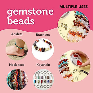 Incraftables 1000pcs Chip Crystal Beads (24 Colors Gemstones). Best Rock Beads for Jewelry Making, Rings & DIY Crafts. Bulk Natural Stone Chip Beads w/Spacer Bead, Earrings & Bracelet Wire (6-9 mm)