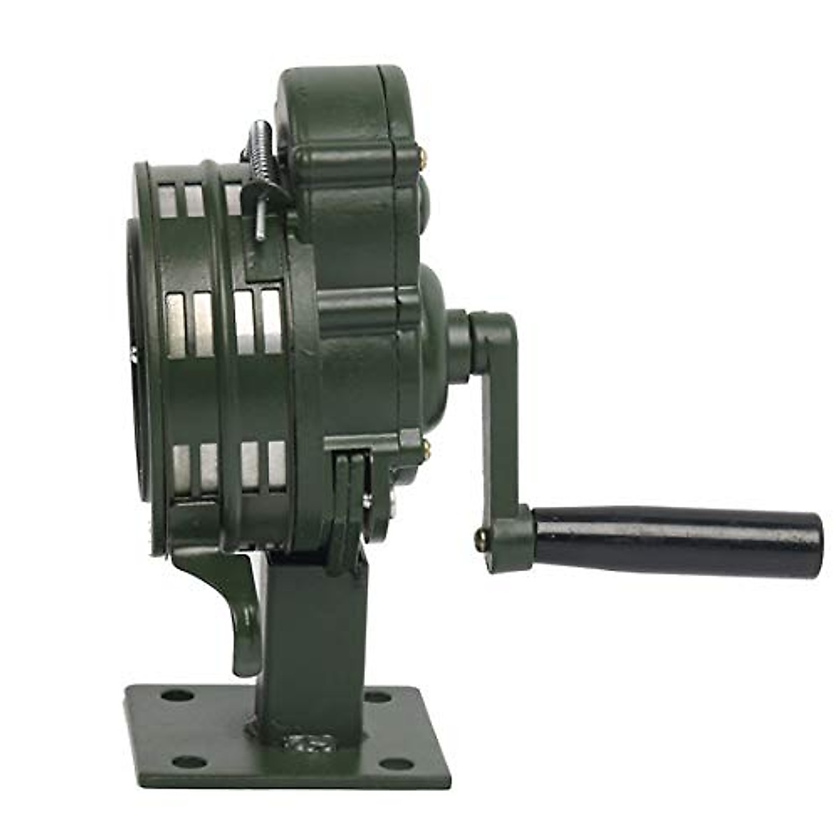 YaeGarden Base Mount Air Siren Alarm Air Raid Sirens Manual Crank Siren 110±2dB Base/Table Mount Hand Crank Manual Operated Metal Alarm/Siren (Air Raid)