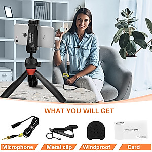 COMICA Lavalier Microphone, CVM-M-O1 Omnidirectional Lapel Microphone for Sennheiser, and Other Wireless Lavalier Transmitter, Clip-on Lav Mic for DSLR Camera Video Recording Interview(3.94ft)