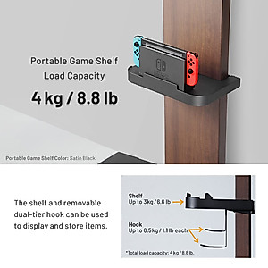 WALL Portable Game Holder Shelf with Detachable Hook for TV Stand V2/V2CASTER/V3/V5 Models | Satin Black
