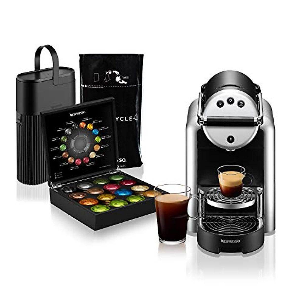 Nespresso Professional Coffee Maker Starter Bundle, Zenius Professional Coffee Machine, Presentation Box for Nespresso Capsules