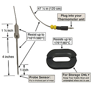 Best Digital Meat Thermometer, Max 6-Probe Smart Bluetooth Wireless Remote Thermometer 300 Feet Away w/Phone APP Alarm/Timer, 4 Stainless Steel Probes for Kitchen Oven, BBQ Grill, Smoker