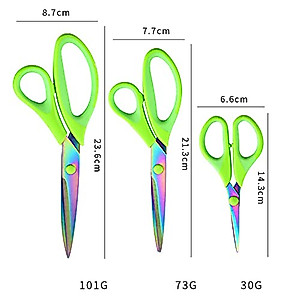 JISTL Craft Scissors Sharp Blades Fabric Scissors Rubber Soft Grip Handle Multipurpose Scissors Suitable for Sewing/Arts/Crafts/Office/School and Home (Green 3Pcs)