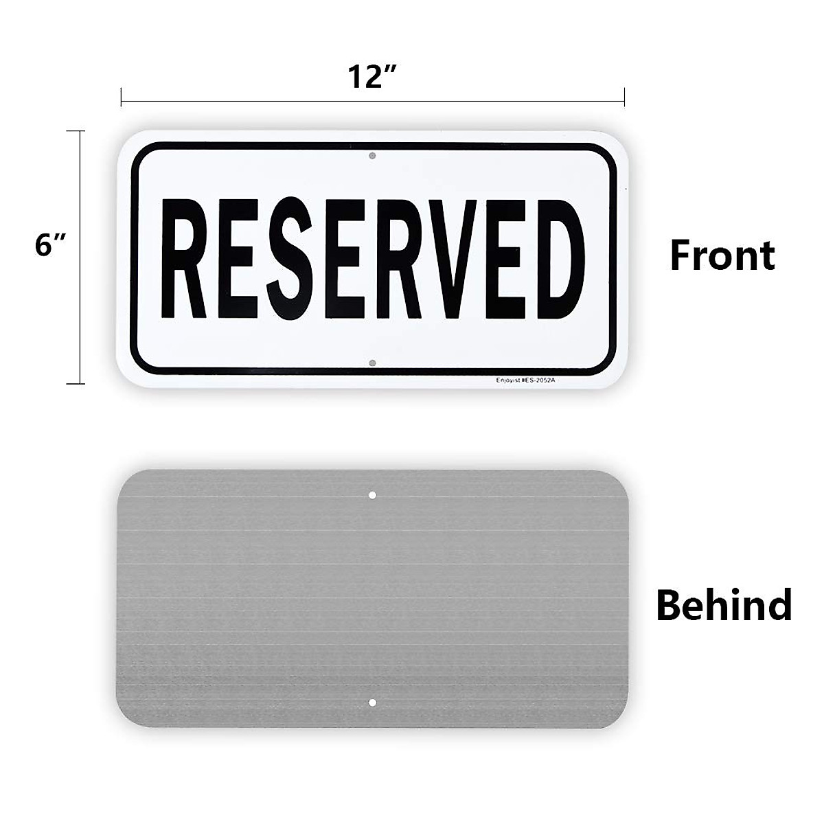2 Pack Reserved Sign, 12"x 6" - .040 Aluminum Reflective Sign Rust Free Aluminum-UV Protected and Weatherproof