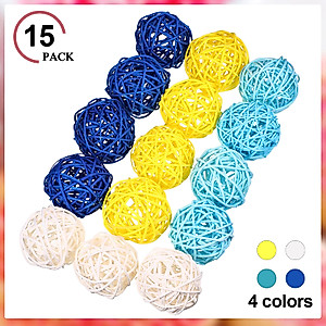 15 Pieces 1.8 Inch Wicker Rattan Balls Natural Rattan Ball Decorative Wicker Balls Sphere Orbs Vase Fillers Balls for Dating Table Banquet Decoration Christmas Wedding Home Garden Hanging Decoration