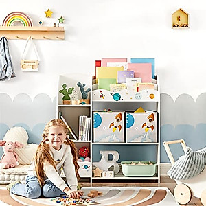 SONGMICS Toy and Book Organizer for Kids, Storage Unit with 2 Storage Boxes, for Playroom, Children’s Room, Living Room, White UGKR42WT