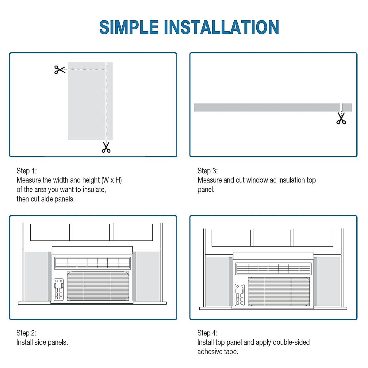 HOXHA AC Side Panels Kits, Air Conditioner Foam Insulation Window Kit 2 Pack, Air Conditioner Accessories Seal, 17 inch×9 inch ×7/8 inch,White