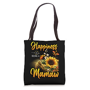 Womens Happiness is Being a Mamaw Sunflowers Butterflies Tote Bag