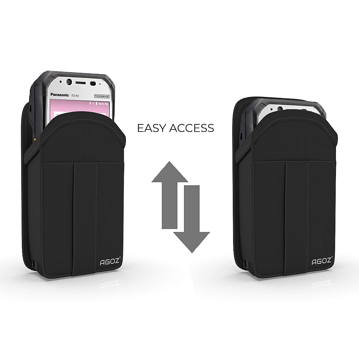 Agoz Panasonic TOUGHBOOK N1 T1 Scanner Holster, Rugged Case Pouch for Panasonic TOUGHBOOK FZ-N1, TOUGHBOOK FZ-T1 Handheld Barcode Touch Mobile Computer, Cover w/Strong Metal Clip Belt Loops, Card Slot