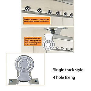 Heavy duty Pull-Out Retractable Wardrobe valet Rod Storage Rack Hanger Extender,Top Mount Hanging Telescopic Rail Wardrobe Clothes Clothes Rail (Size:14" Monorail silver 6 Beads) 2 Pieces